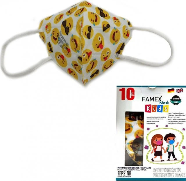 Famex Mask Kids FFP2 NR Παιδική Μάσκα Προστασίας Emoji 10τμχ ...