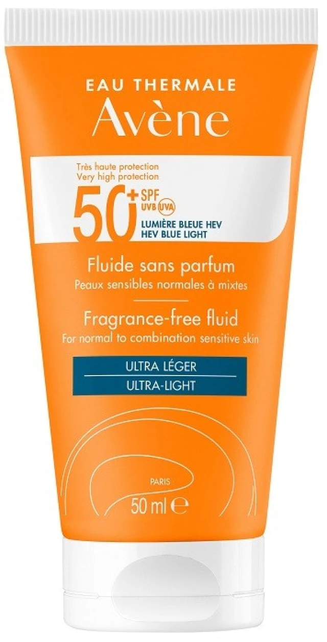 Avene Fluide Sans Parfum spf50+ Αντηλιακή Λεπτόρευστη Κρέμα Προσώπου ...