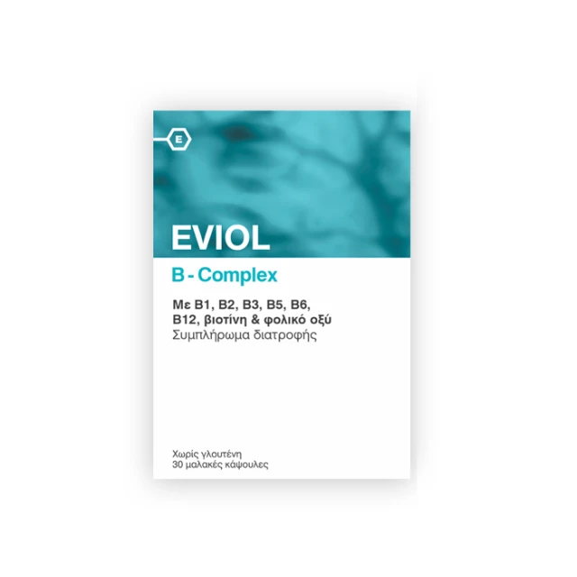 Eviol B-Complex Φυσιολογική Λειτουργία Νευρικού Συστήματος 30Soft Caps | Oneforcare.gr